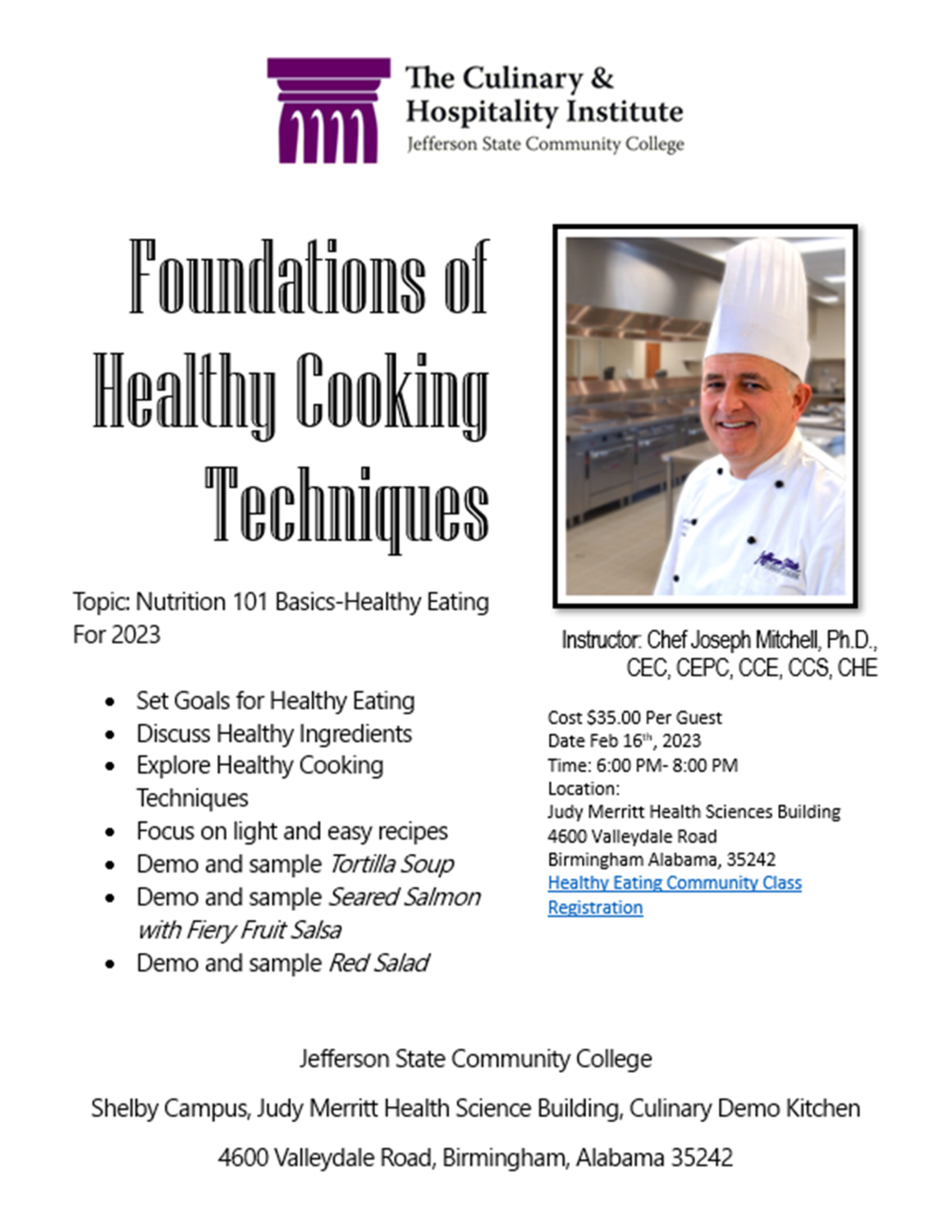 Community Healthy Cooking Class – Feb. 16 - Jefferson State Community ...